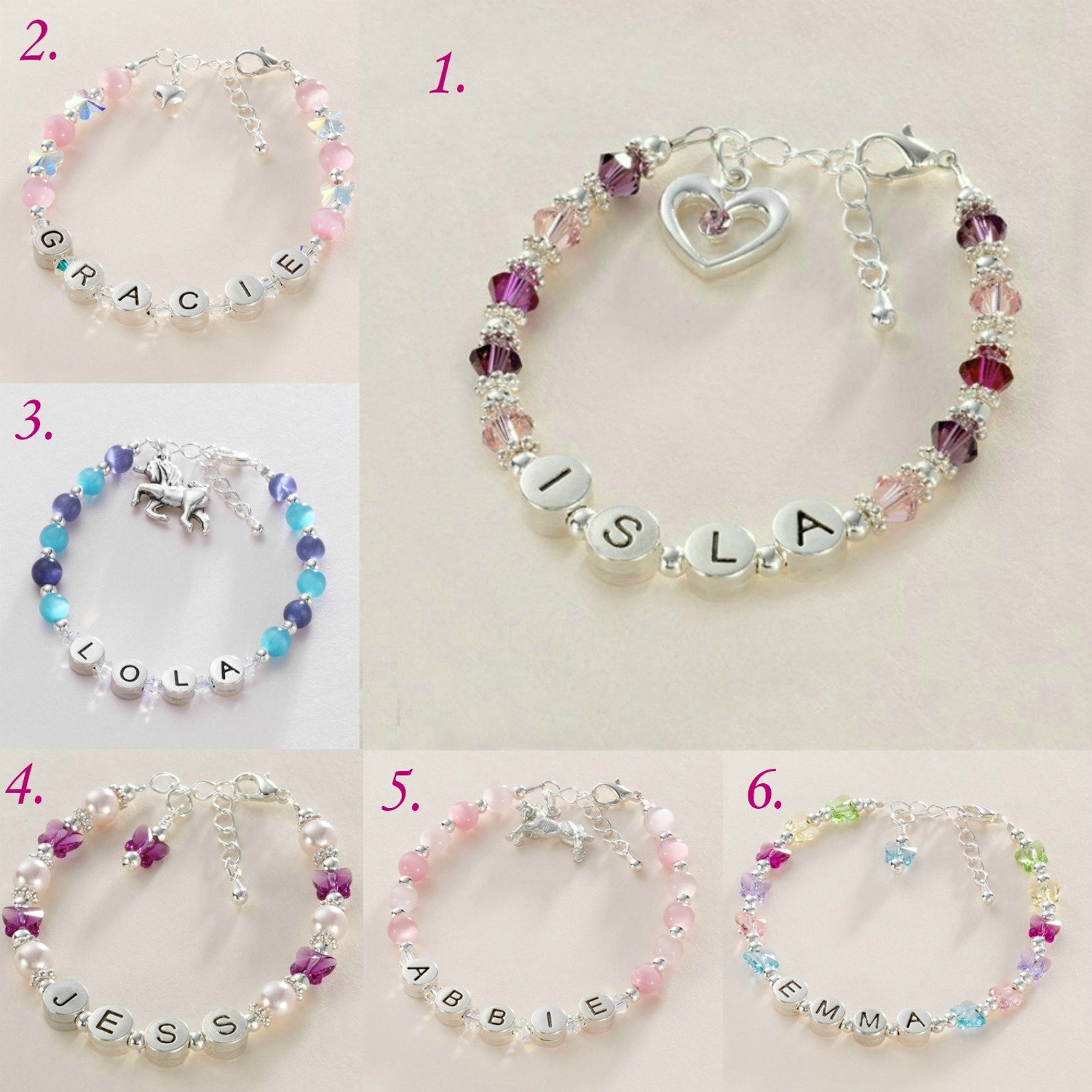 Bracelets for Girls Personalised With Any Girls Name. Choice | Etsy UK