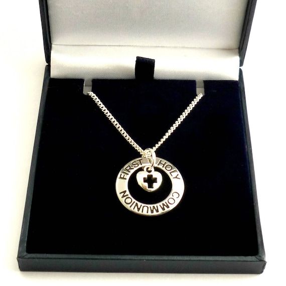 First Holy Communion Necklace With Cross in Heart. | Etsy