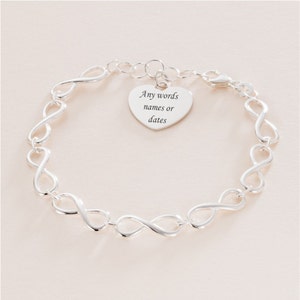 Infinity Links Bracelet Sterling Silver Personalised With - Etsy