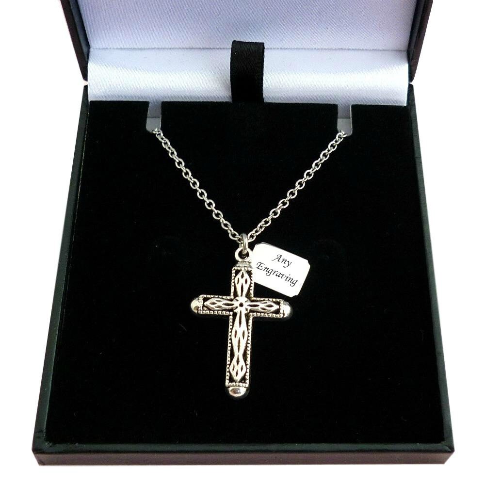 Cross Necklace in Gift Box Personalised Engraving on the | Etsy