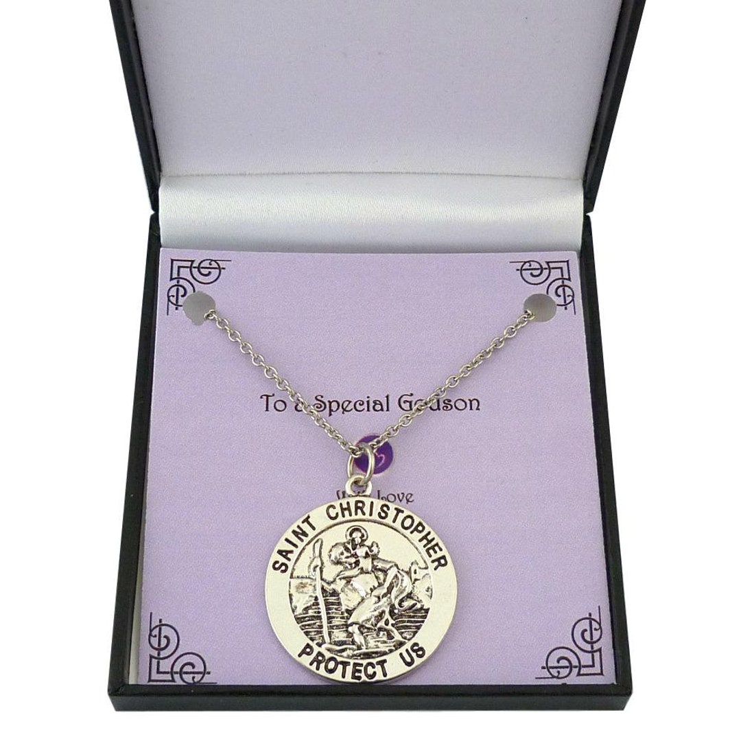 Saint Christopher Necklace in Gift Box for Boy, or Man, Son, Daddy ...