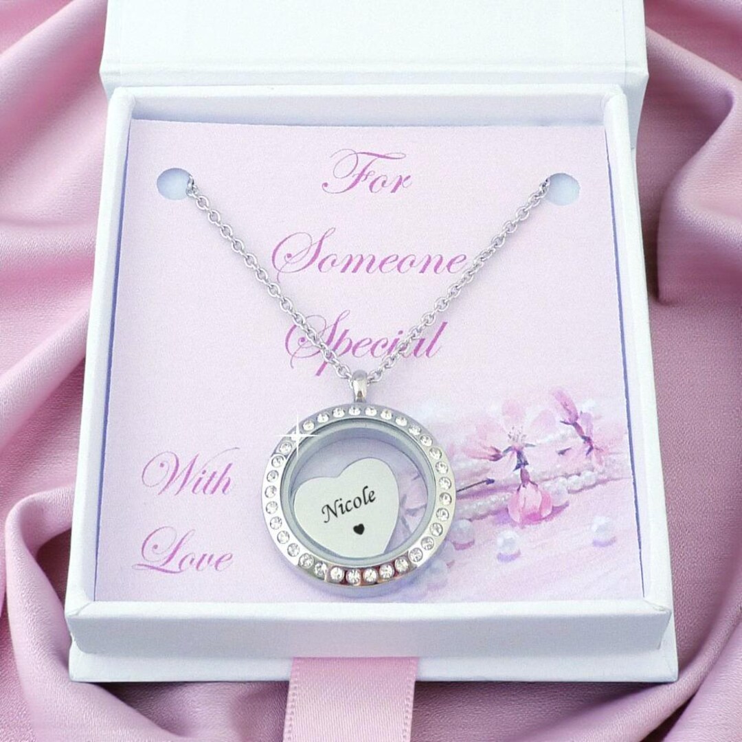 Personalised Gift for a Birthday. Memory Locket Necklace With Engraved ...