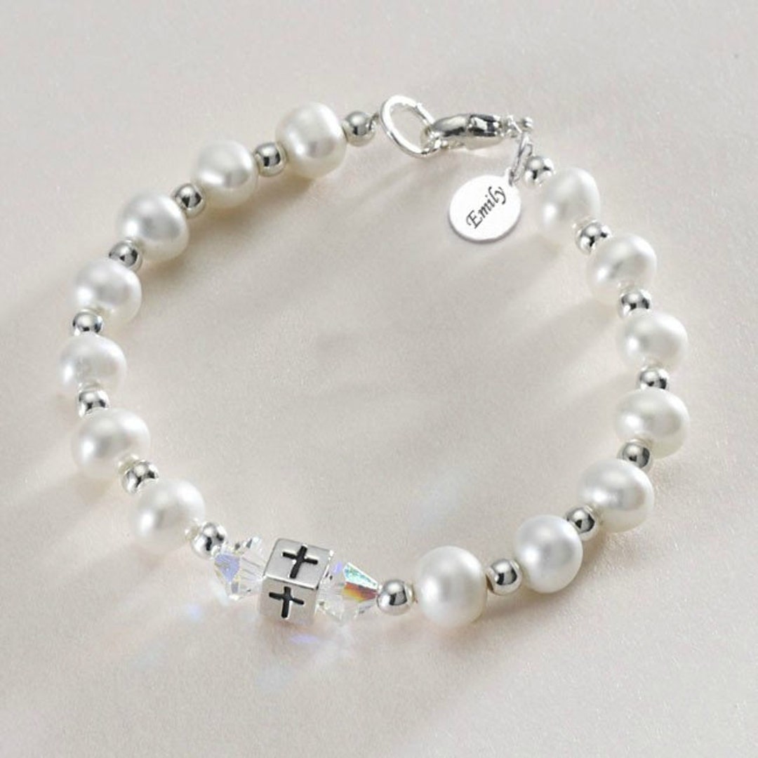 Personalised First Holy Communion Bracelet for Girls With Freshwater ...