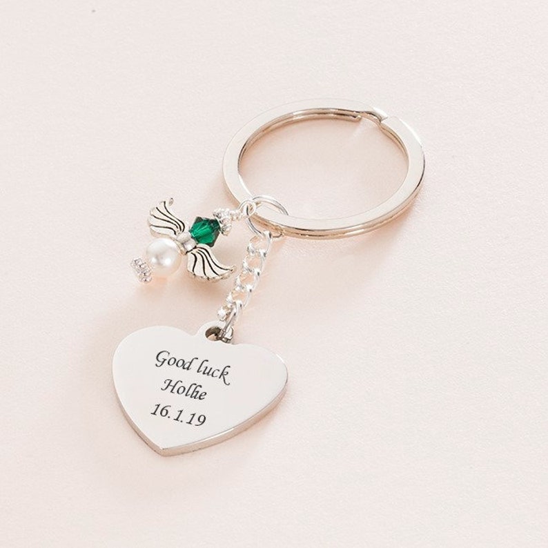 Personalised Angel Keyring With Birthstone and Free Engraving. - Etsy Personalised Angel Keyring With Birthstone and Free Engraving. - Etsy