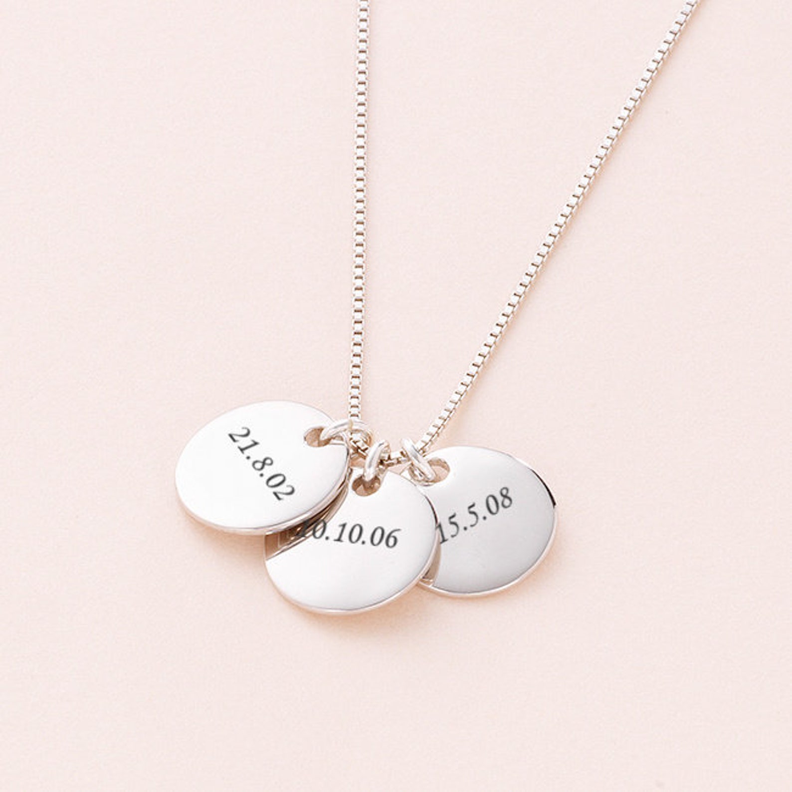 Personalised Sterling Silver Round Pendant Necklace Engraved - Etsy