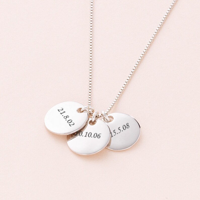 Personalised Sterling Silver Round Pendant Necklace Engraved - Etsy