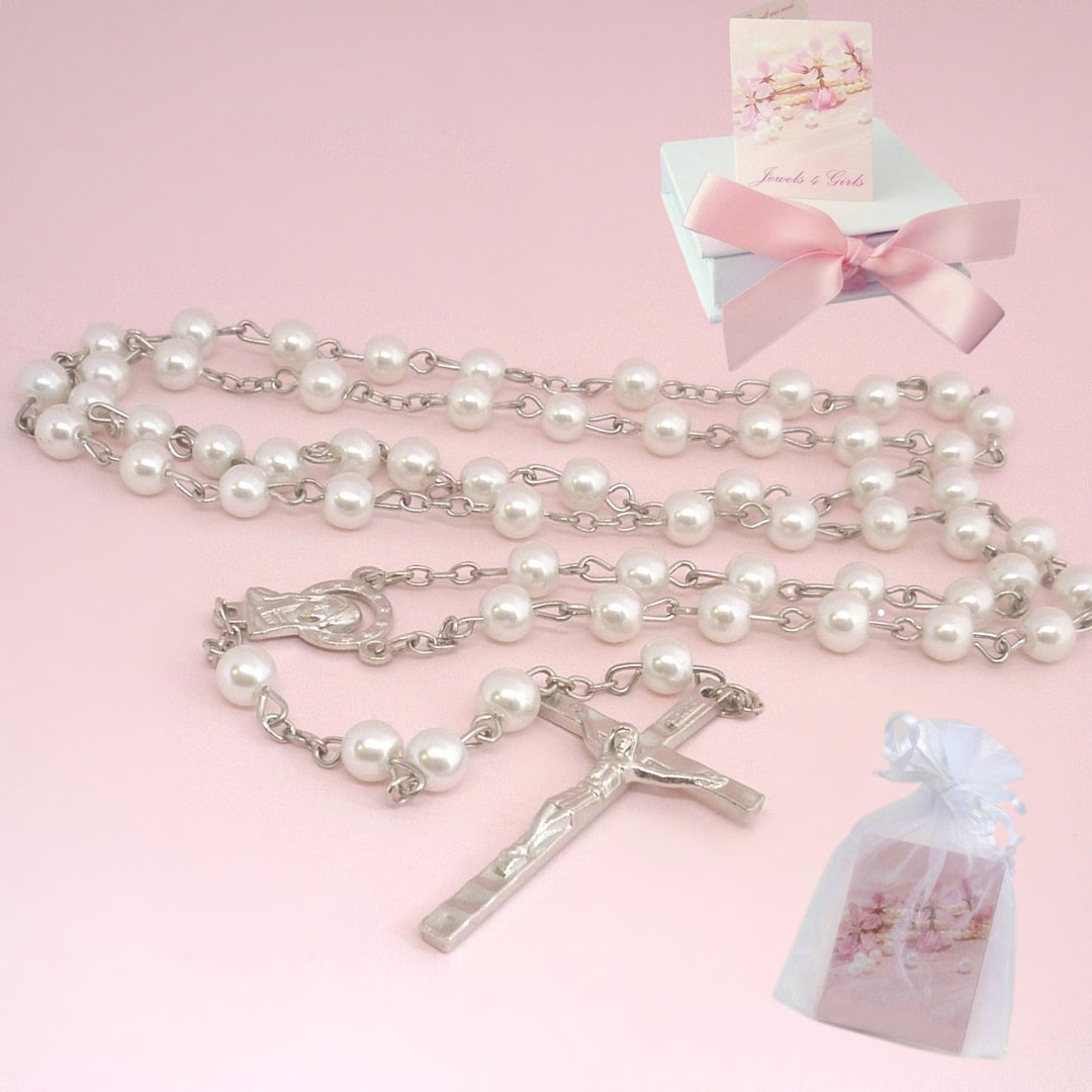 High Quality Rosary Beads for Children. Smaller Pearls in White. - Etsy UK