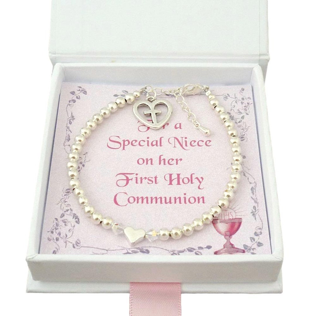 First Holy Communion Day Bracelet for Girls With Cross in - Etsy