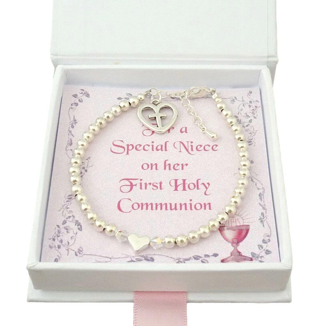 First Holy Communion Day Bracelet for Girls With Cross in - Etsy