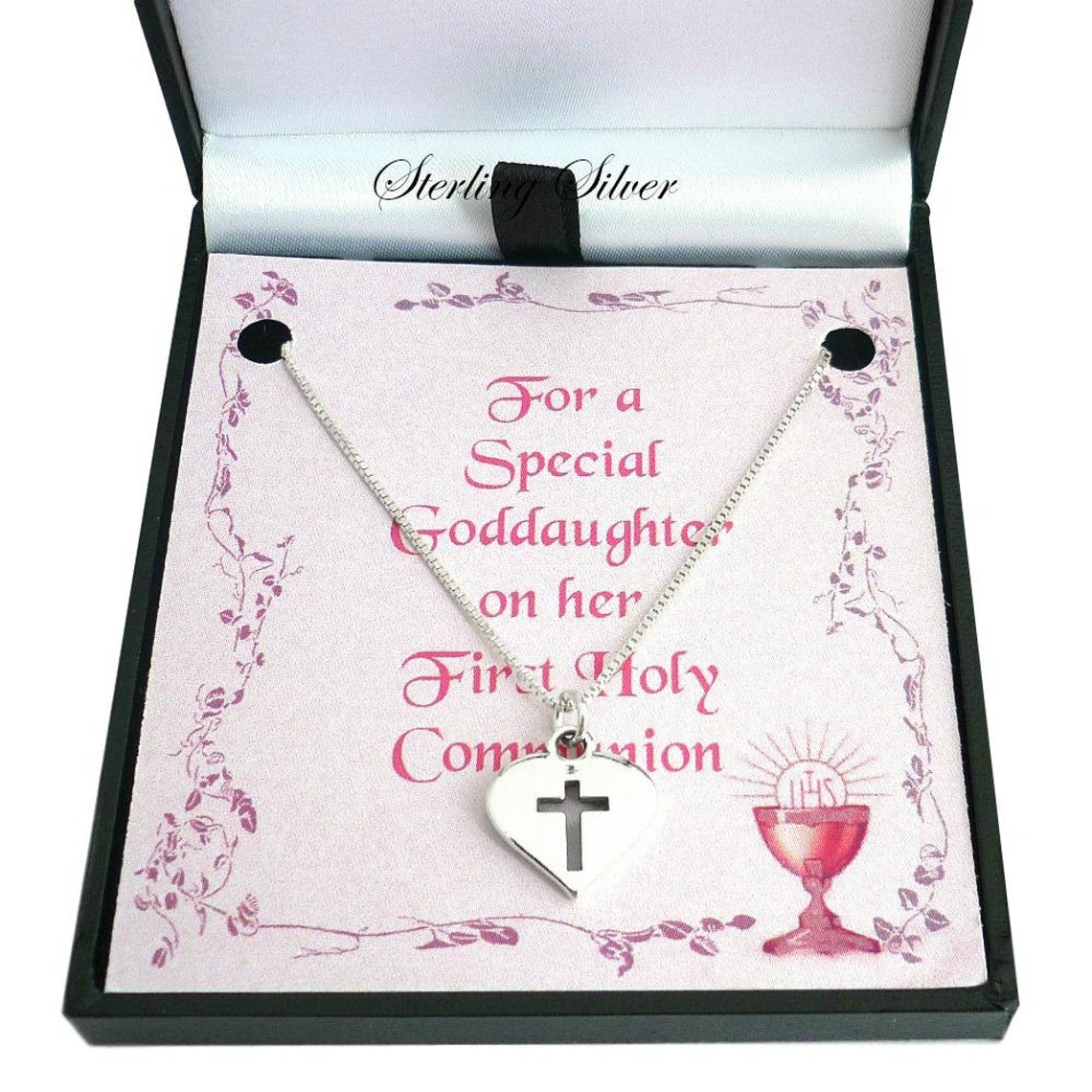 First Holy Communion Sterling Silver Cross and Chain. Gift for Special ...