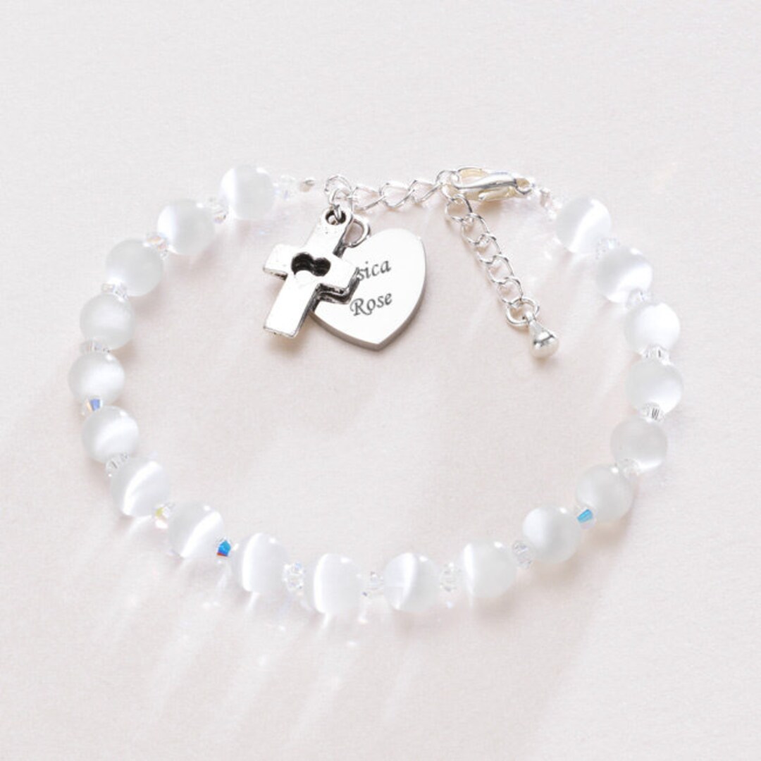 Personalised First Holy Communion Day Bracelet With Engraved Heart and ...