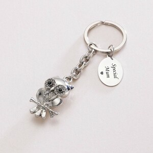 Personalised Keyring With Owl, Silver Owl Key Ring With Free Engraving ...