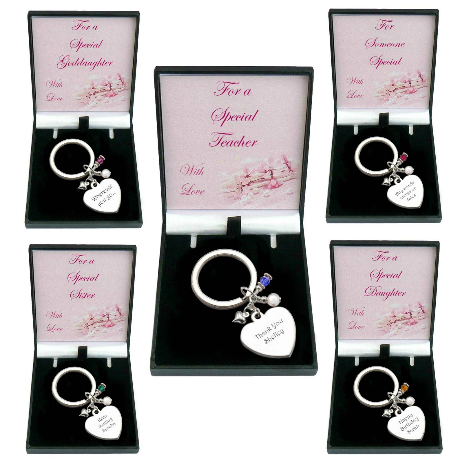 Birthstone Heart Keyring With Engraving in a Personalised Gift - Etsy