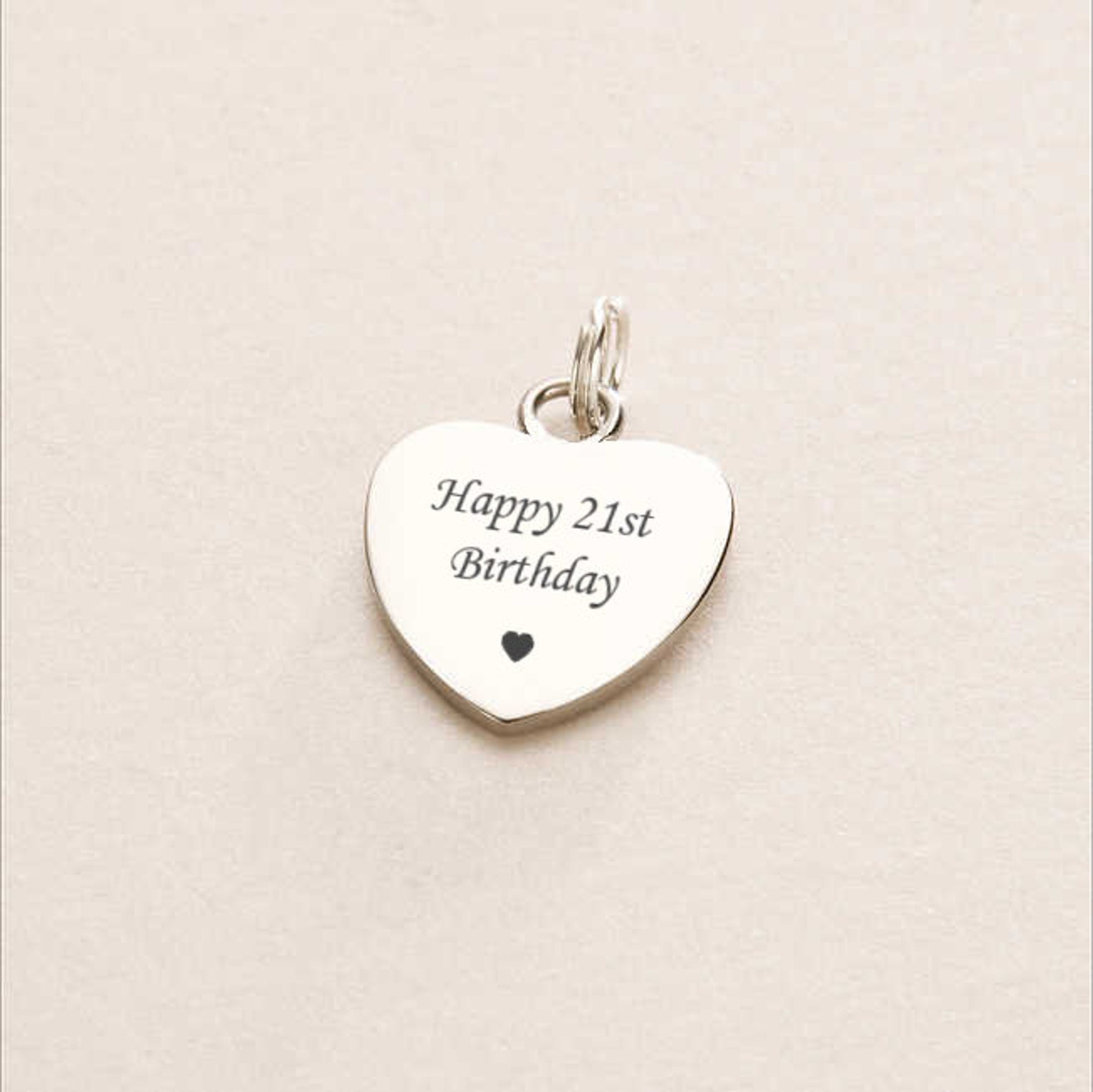 Engraved Heart Charm Happy 21st Birthday Can Be - Etsy