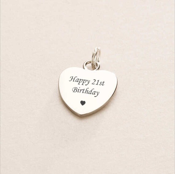 Engraved Heart Charm Happy 21st Birthday Can Be - Etsy