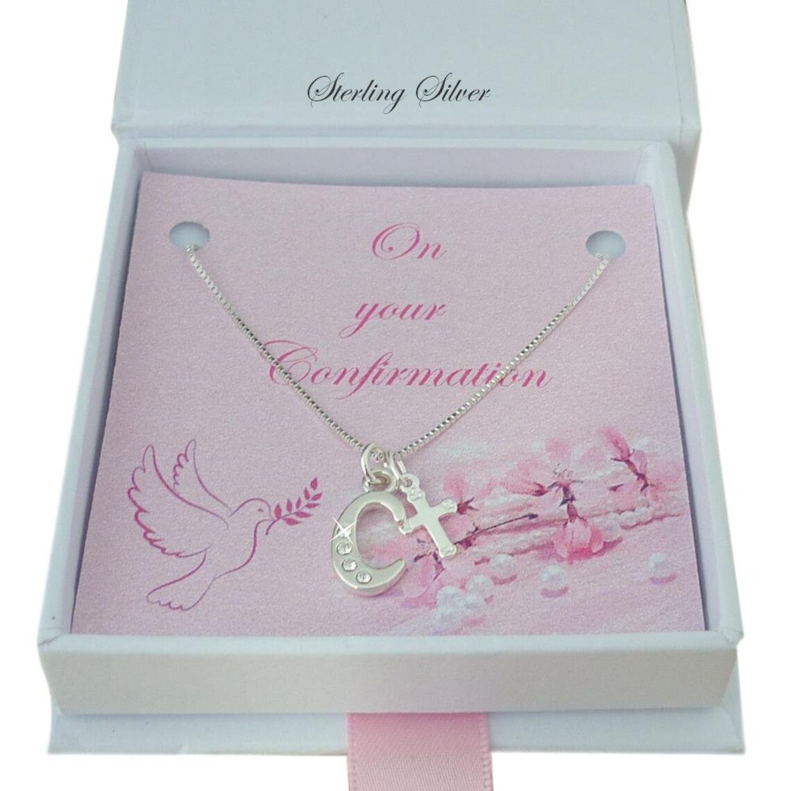 Sterling Silver Girl's Confirmation Necklace Any Letter - Etsy