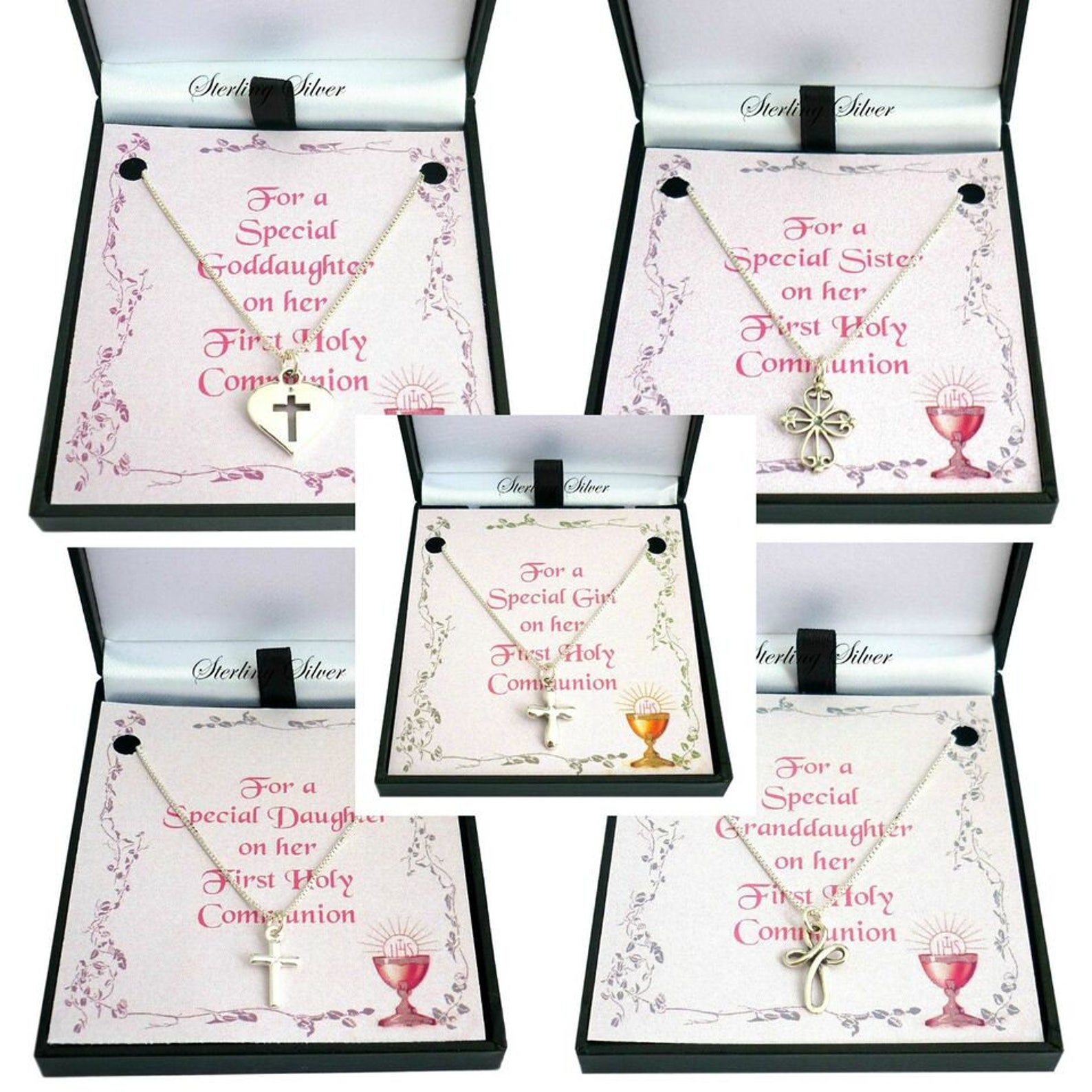 First Holy Communion Sterling Silver Cross and Chain. Gift for - Etsy