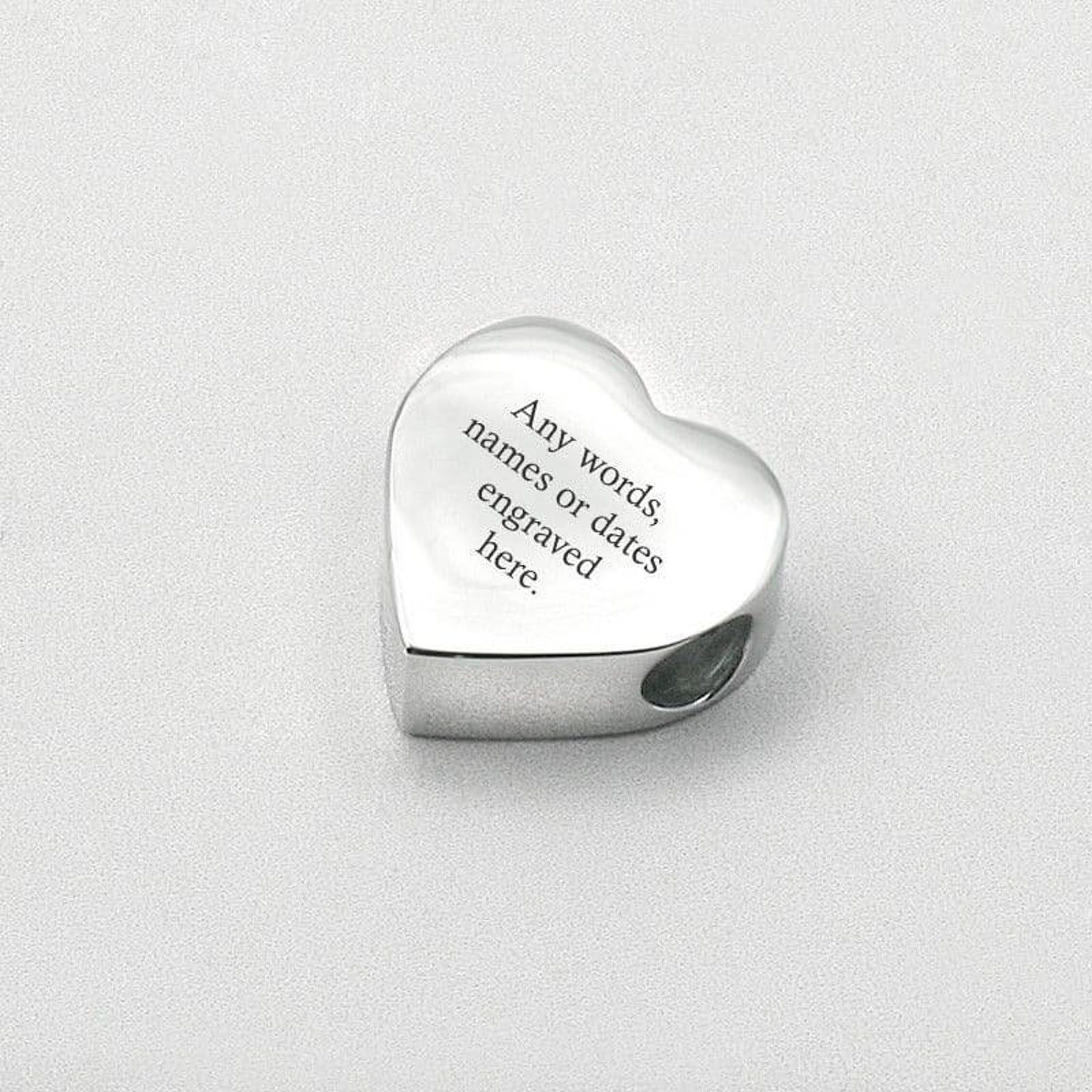 Engraved Heart Charm Bead Personalised With Any Engraving - Etsy UK