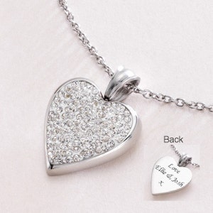 Engraved Heart Personalised Necklace With Crystals. Any - Etsy