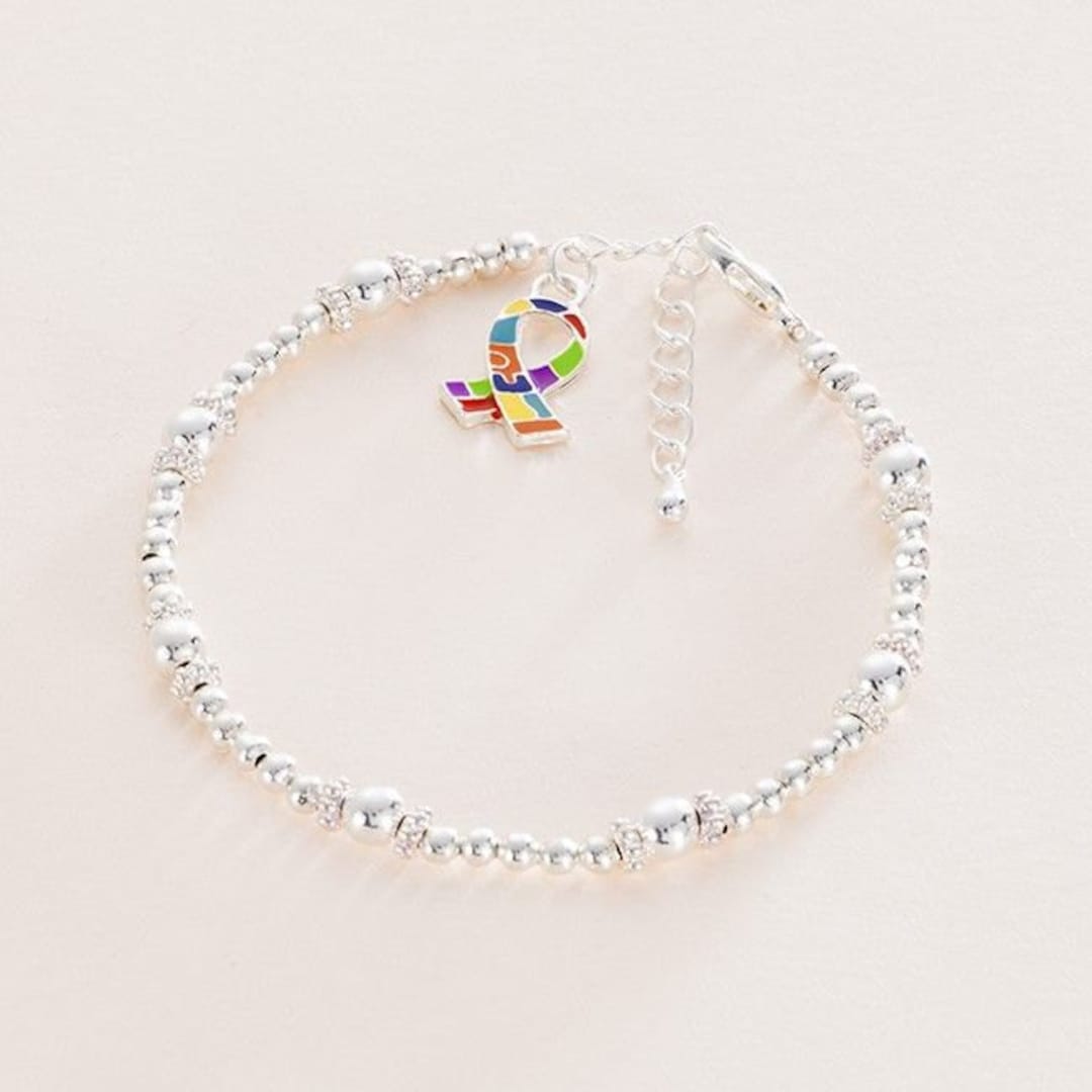 Autism Jewellery, Bracelet With Autism Awareness Ribbon Charm and ...