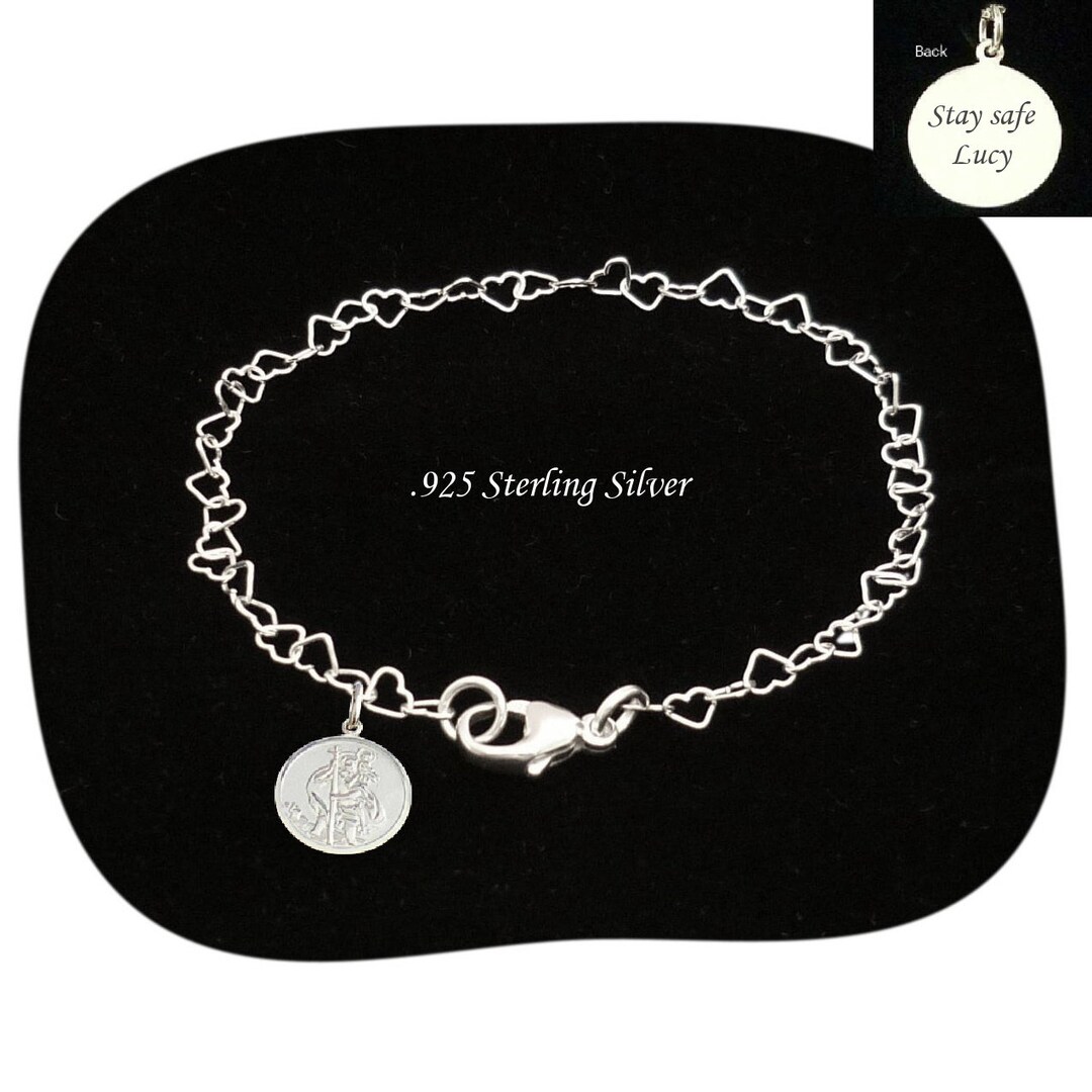 Personalised Saint Christopher Bracelet With Engraving, 925 Sterling ...