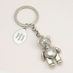 Personalised Teddy Bear Key Ring With Free Engraving. - Etsy