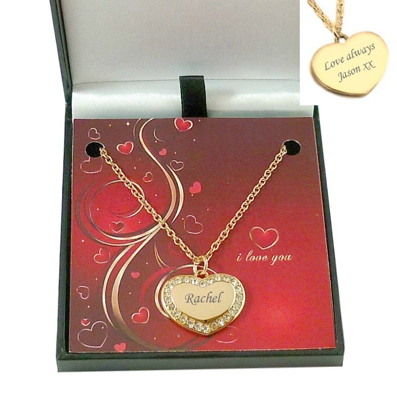 Engraved Heart Necklace in I Love You Gift Box Romantic Gift - Etsy