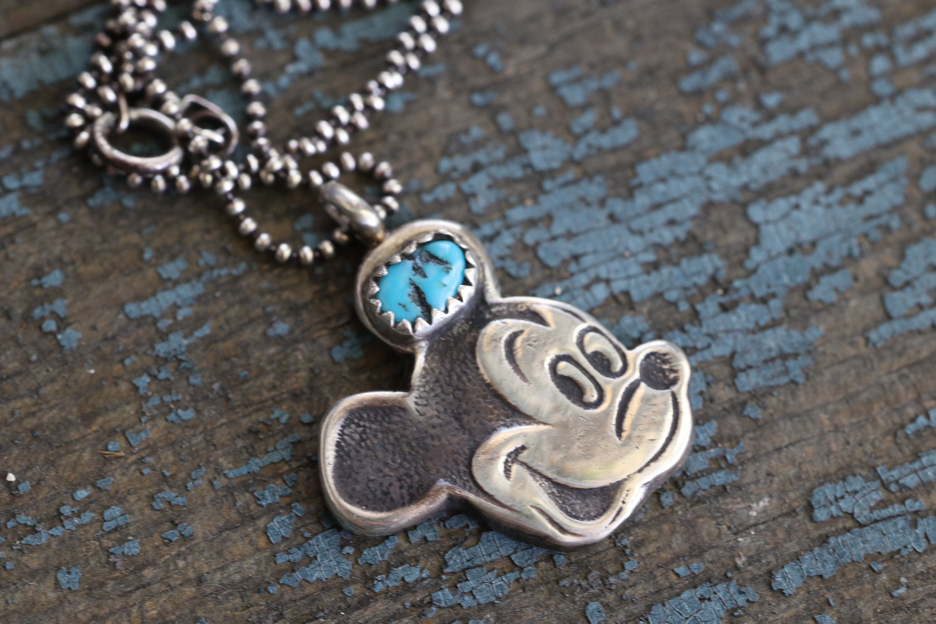 Vintage Navajo Zuni Tunes Turquoise Mickey Mouse Sterling Silver Disney ...