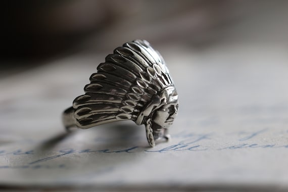 Vintage Navajo Indian chief ring 1940’s Vintage Sterl… - Gem