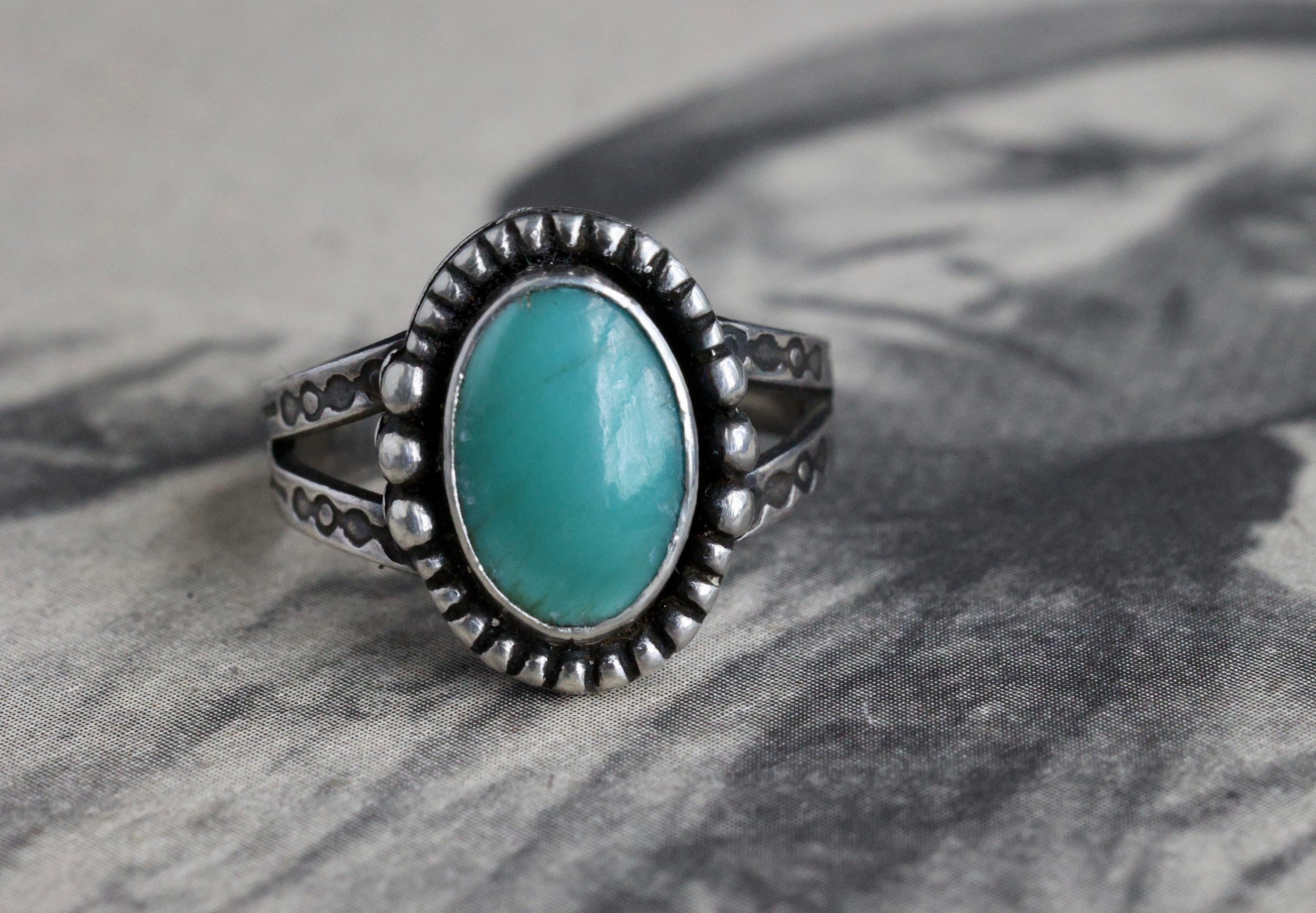 Fred Harvey Era Navajo Turquoise Ring Sterling Silver Native American ...