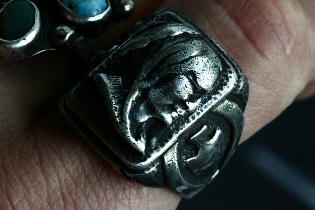 Vintage Mens Indian Chief Ring 1940s Vintage Sterling Silver Indian ...