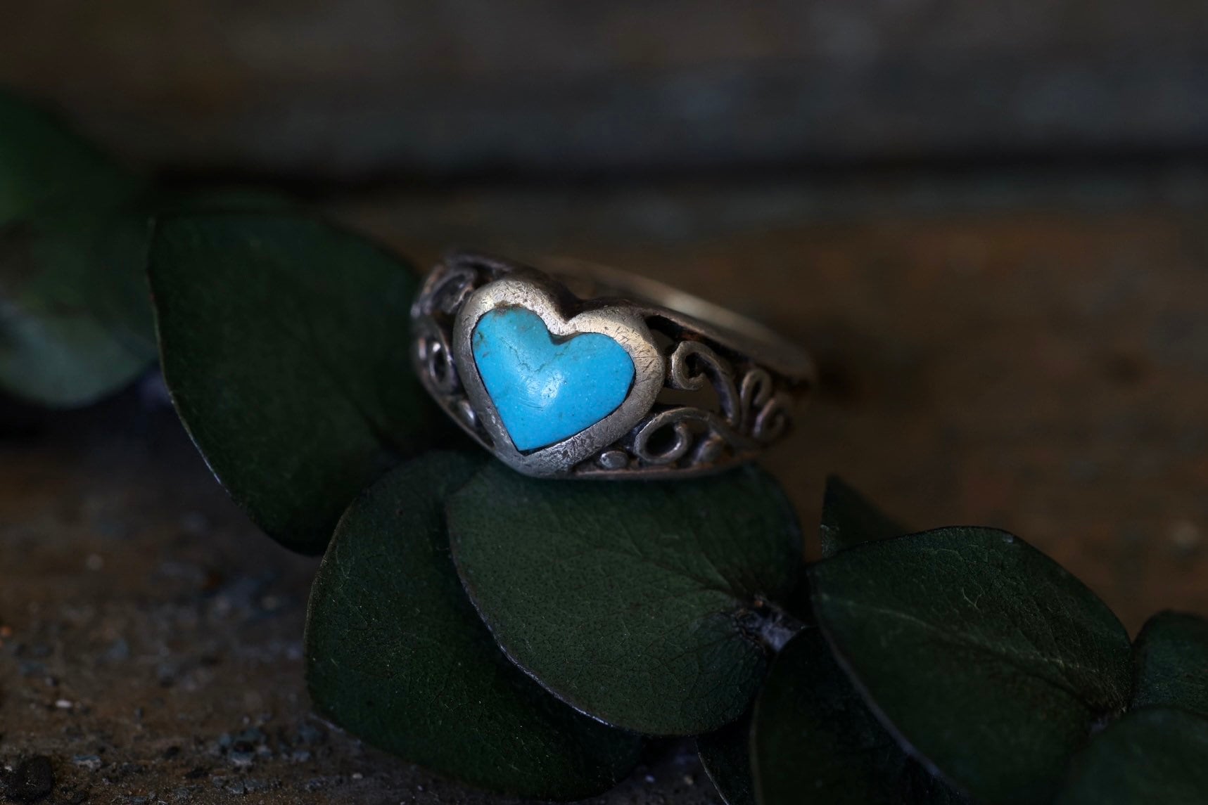 Vintage Sterling Native American Turquoise Heart Inlay lattice band ...