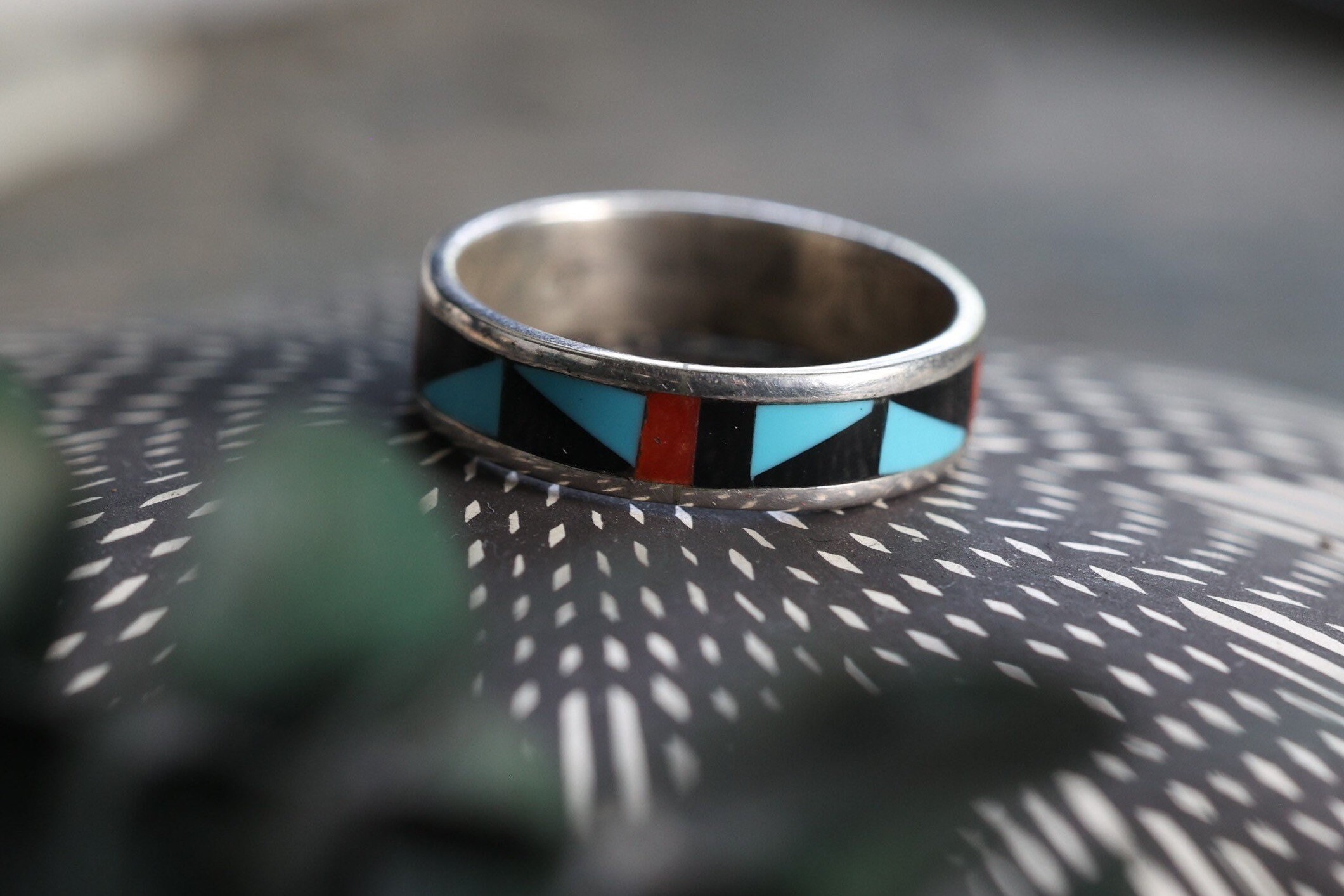 Vintage multicolor Zuni inlay band Southwestern Zuni Mosaic multi stone ...