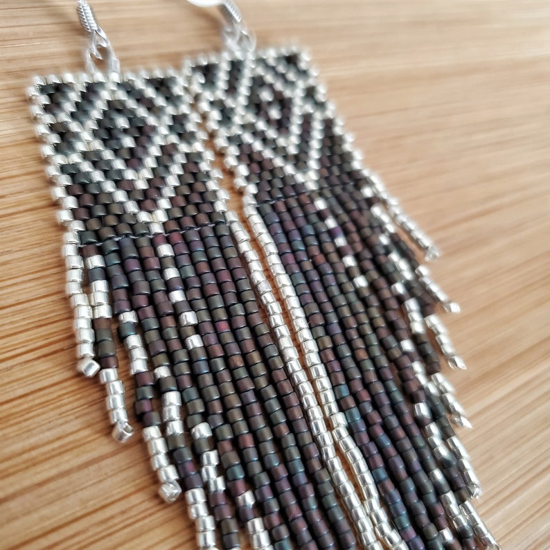 Sapphire or Raspberry Reverie Seed Bead Fringe Earrings, the ...