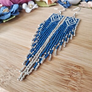 Sapphire or Raspberry Reverie Seed Bead Fringe Earrings, the ...