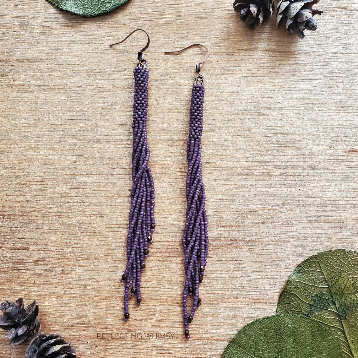 Solid Tassels W/ Bronze Seed Bead Fringe Earrings, the Falling Slowly ...