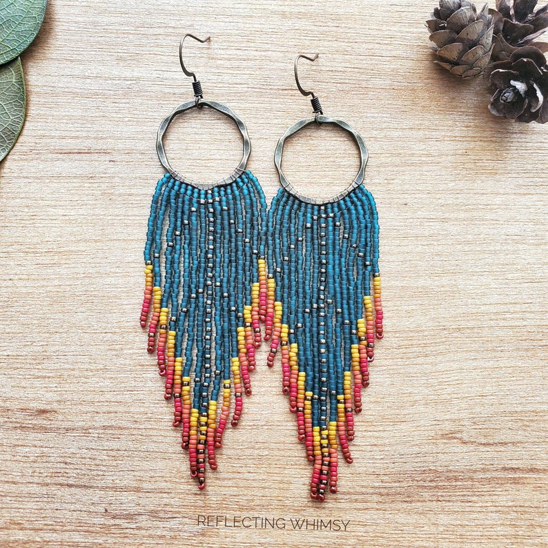Leaf Design Seed Bead Fringed Hoops, the Falling Slowly Collection - Etsy