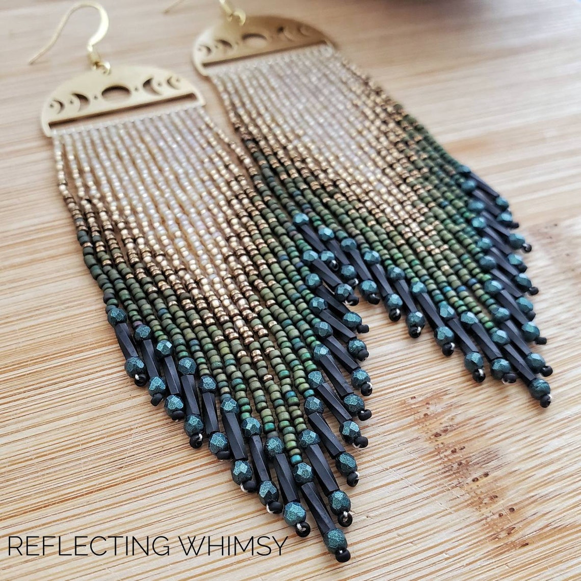 White Moonlit Peony Gradient Seed Bead Fringeearrings the - Etsy