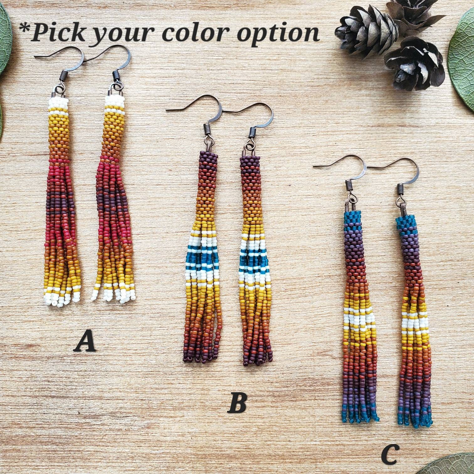 Striped Tassels Seed Bead Fringe Earrings, the Falling Slowly ...