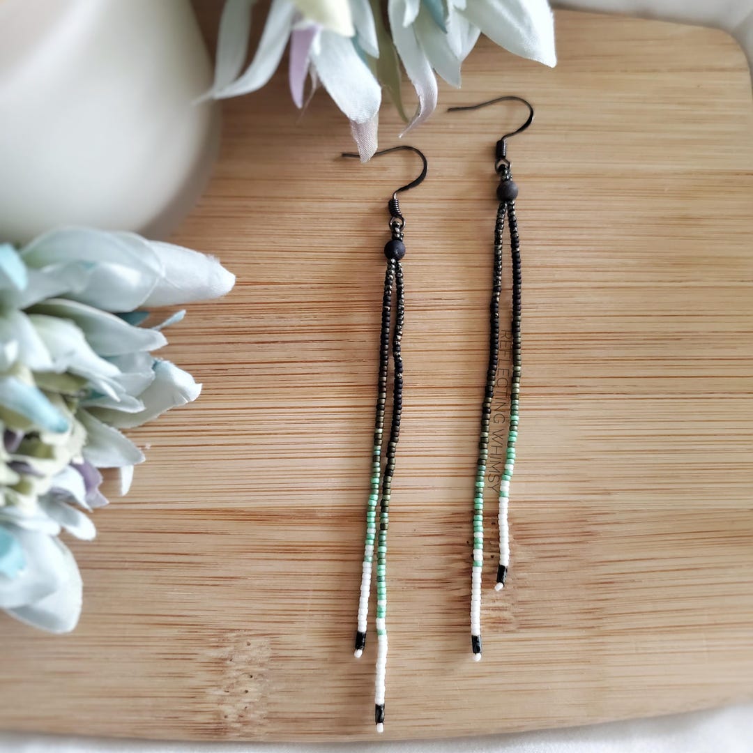Minimalist Dangler Seed Bead Fringe Earrings, Falling Slowly Collection ...