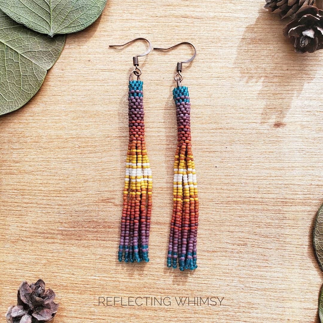Striped Tassels Seed Bead Fringe Earrings, the Falling Slowly ...