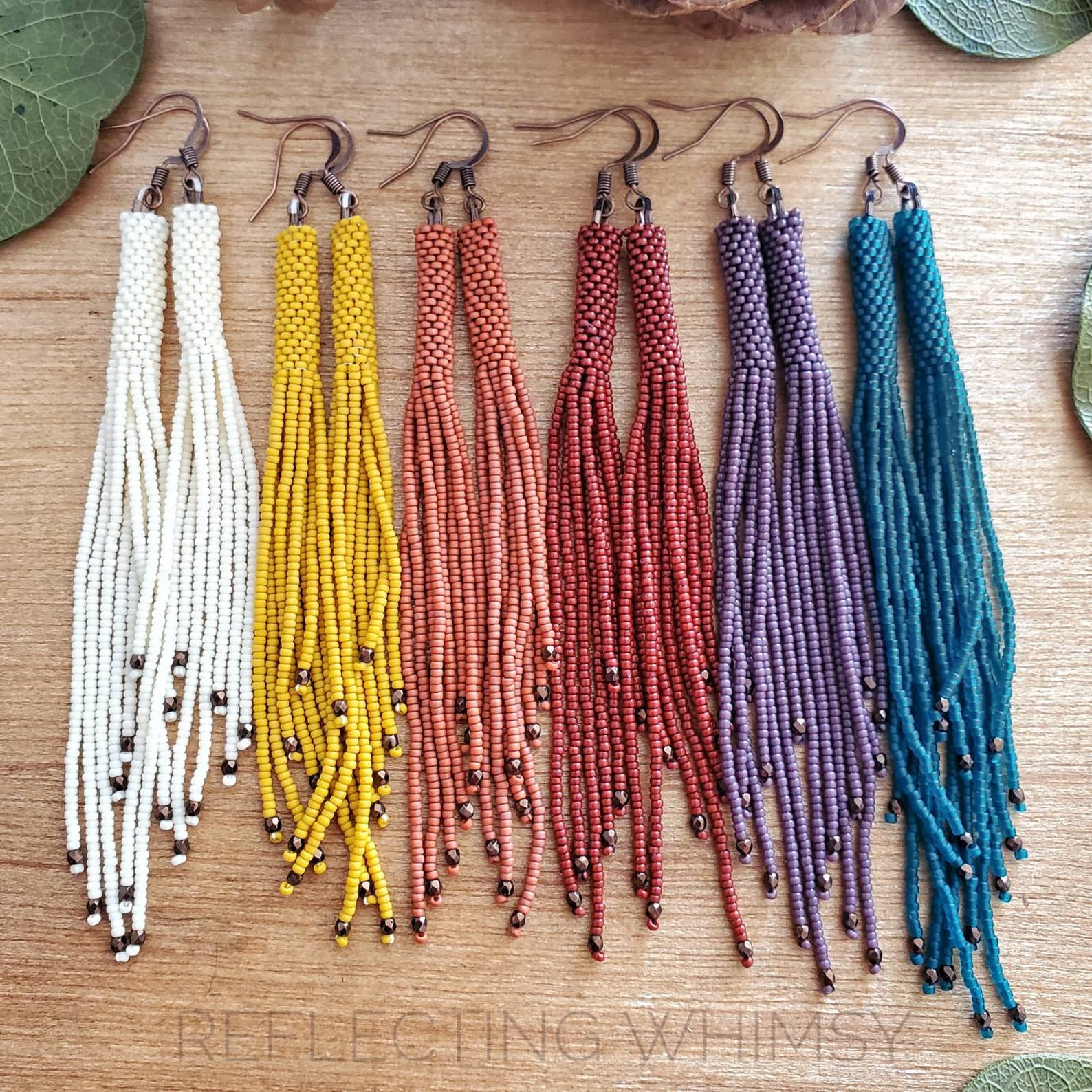 Solid Tassels W/ Bronze Seed Bead Fringe Earrings, the Falling Slowly ...