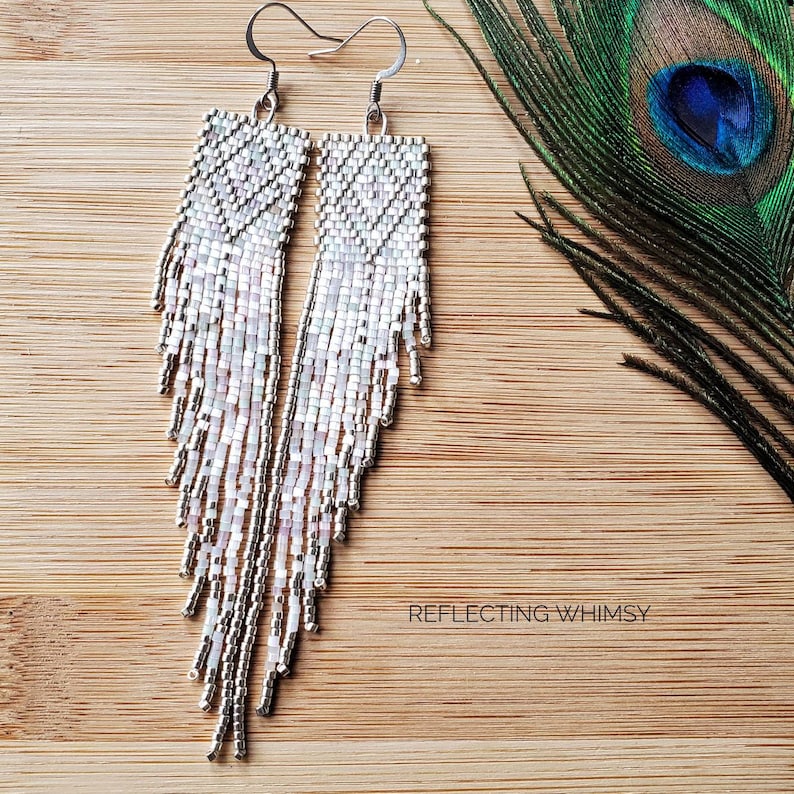 Reverie Seed Bead Fringe Earrings, the Opal Collection - Etsy