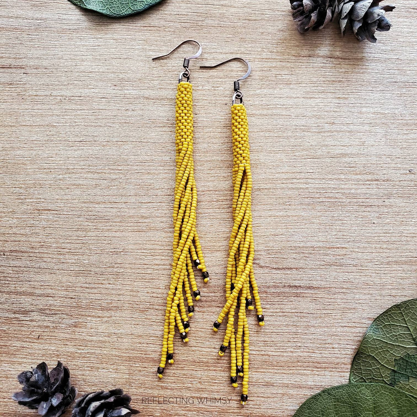Solid Tassels W/ Bronze Seed Bead Fringe Earrings, the Falling Slowly ...