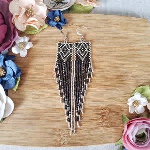 Sapphire or Raspberry Reverie Seed Bead Fringe Earrings, the ...