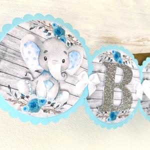 Baby Shower Banner It's A Boy Banner Baby Blue Elephant Themed Baby ...