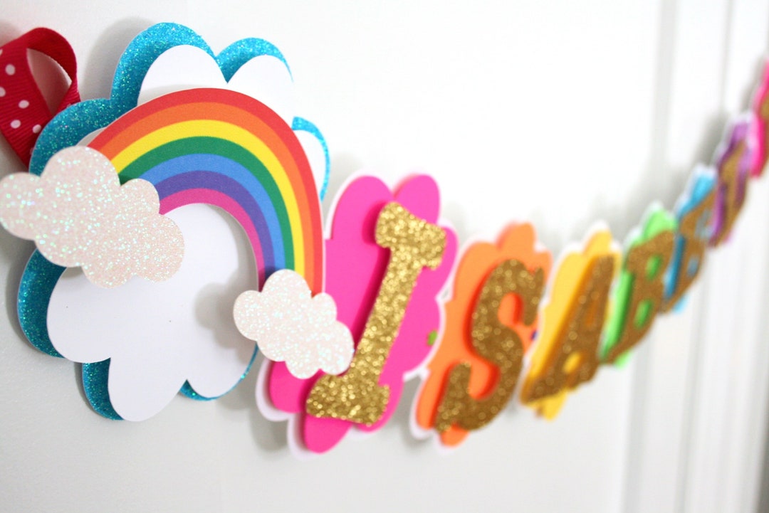 Rainbow Birthday Banner - Rainbow Birthday Decorations- Rainbow Themed ...