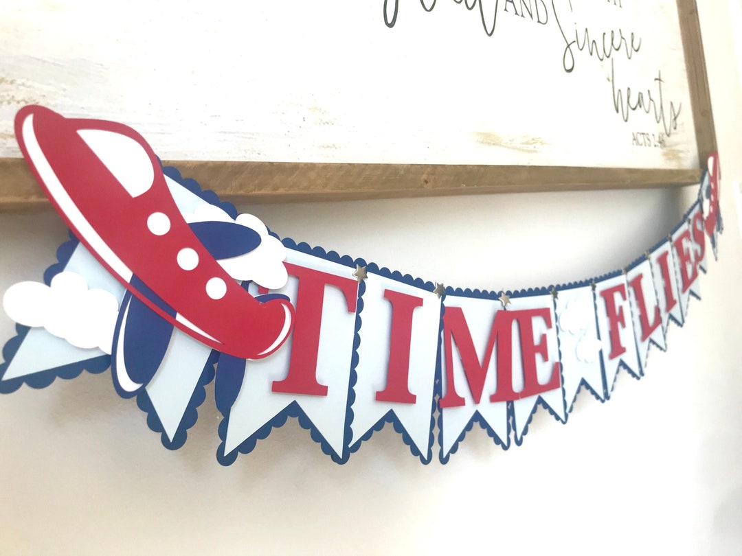 Time Flies Banner - Time Flies 1st Birthday Decorations - Time Flies ...