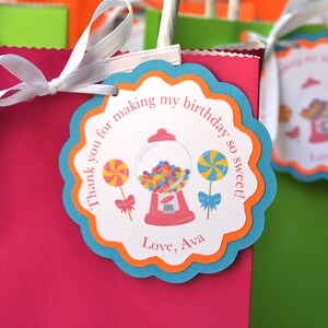 Candy Land Theme Party Thank You Gift Tags Goodie Bag Tags Candy Gum ...