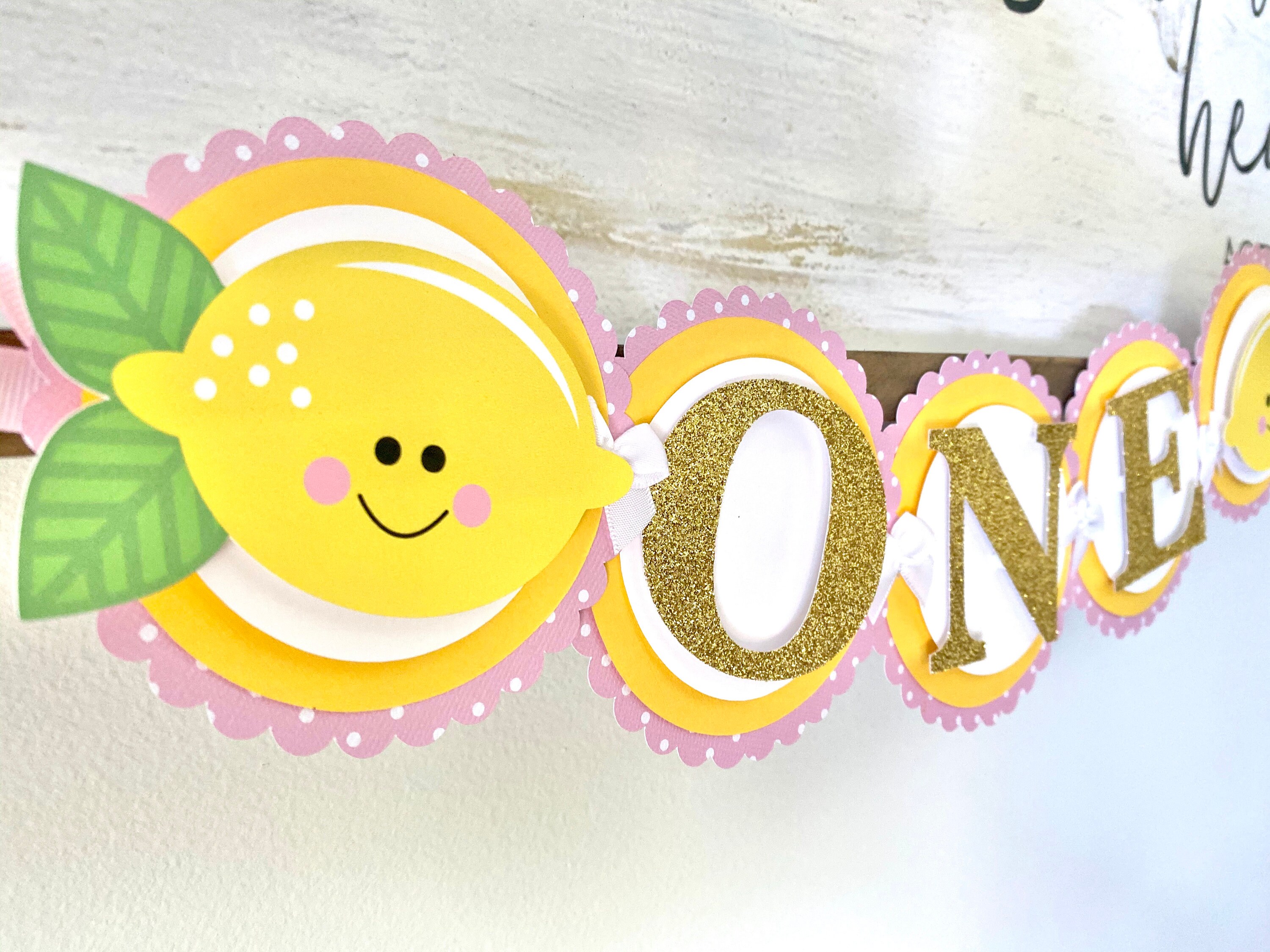 Lemon Theme Birthday Banner Customized with Name High Chair | Etsy